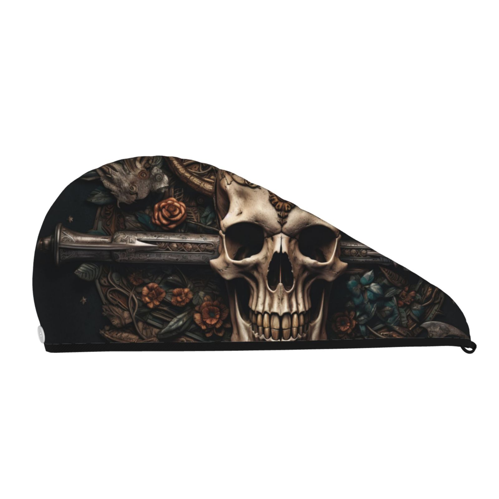 Xecao Metal Style Horned Skull Print Hair Towel, Hair Turbans for Wet ...