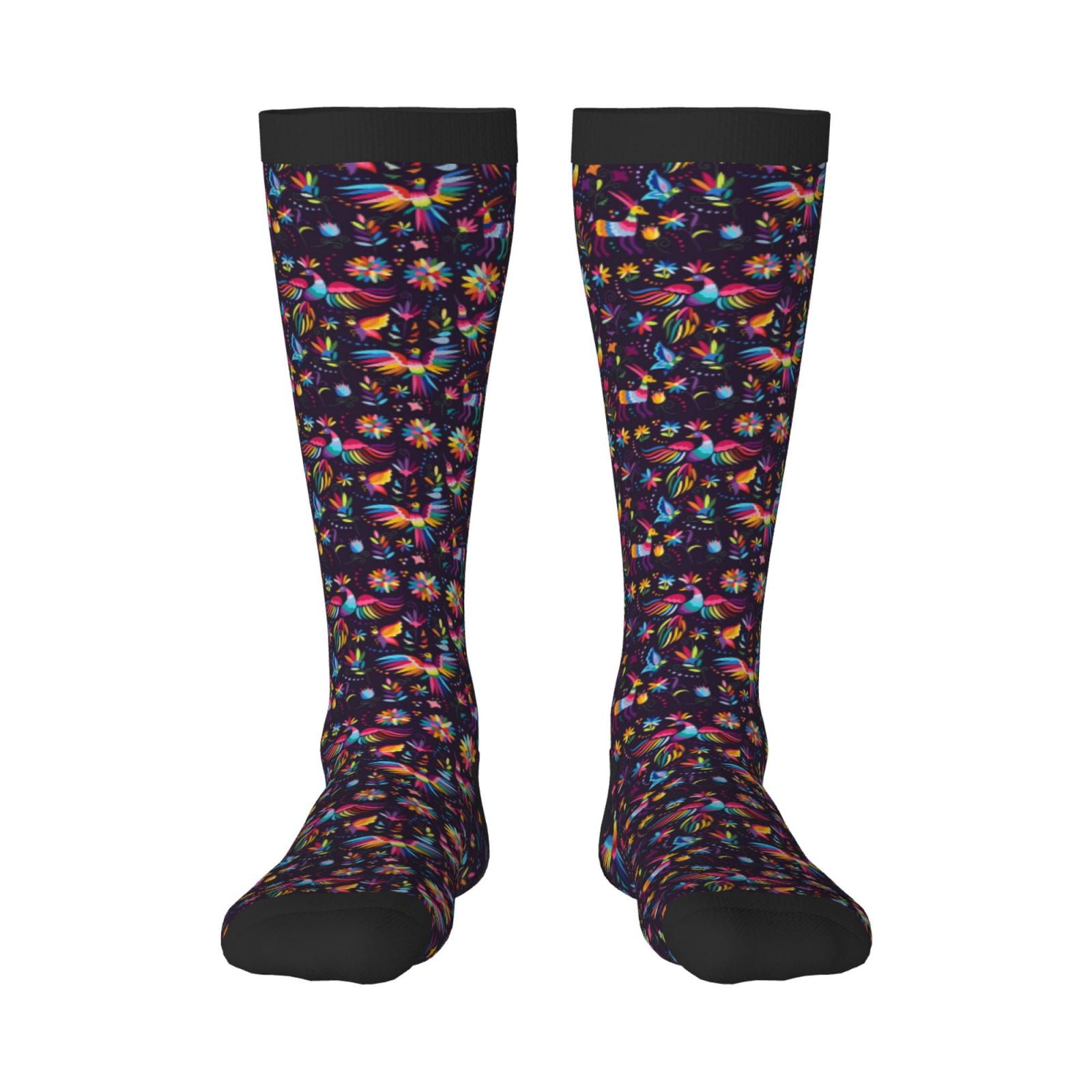 Xecao Mexican Flowers Birds Print Compression Socks for Both Men And ...