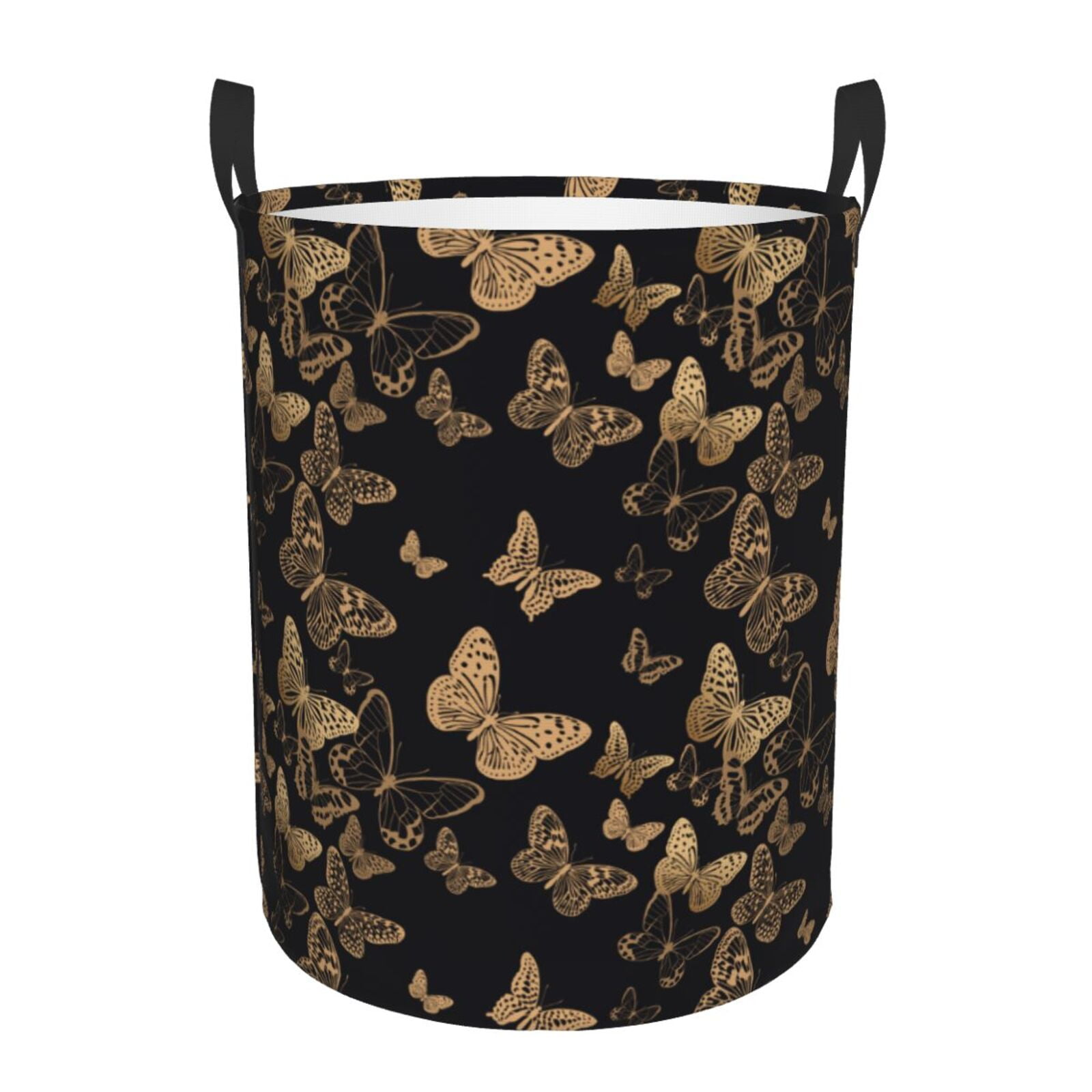 Xecao Modern Golden Butterfly Print Laundry Hamper Basket,designed for ...