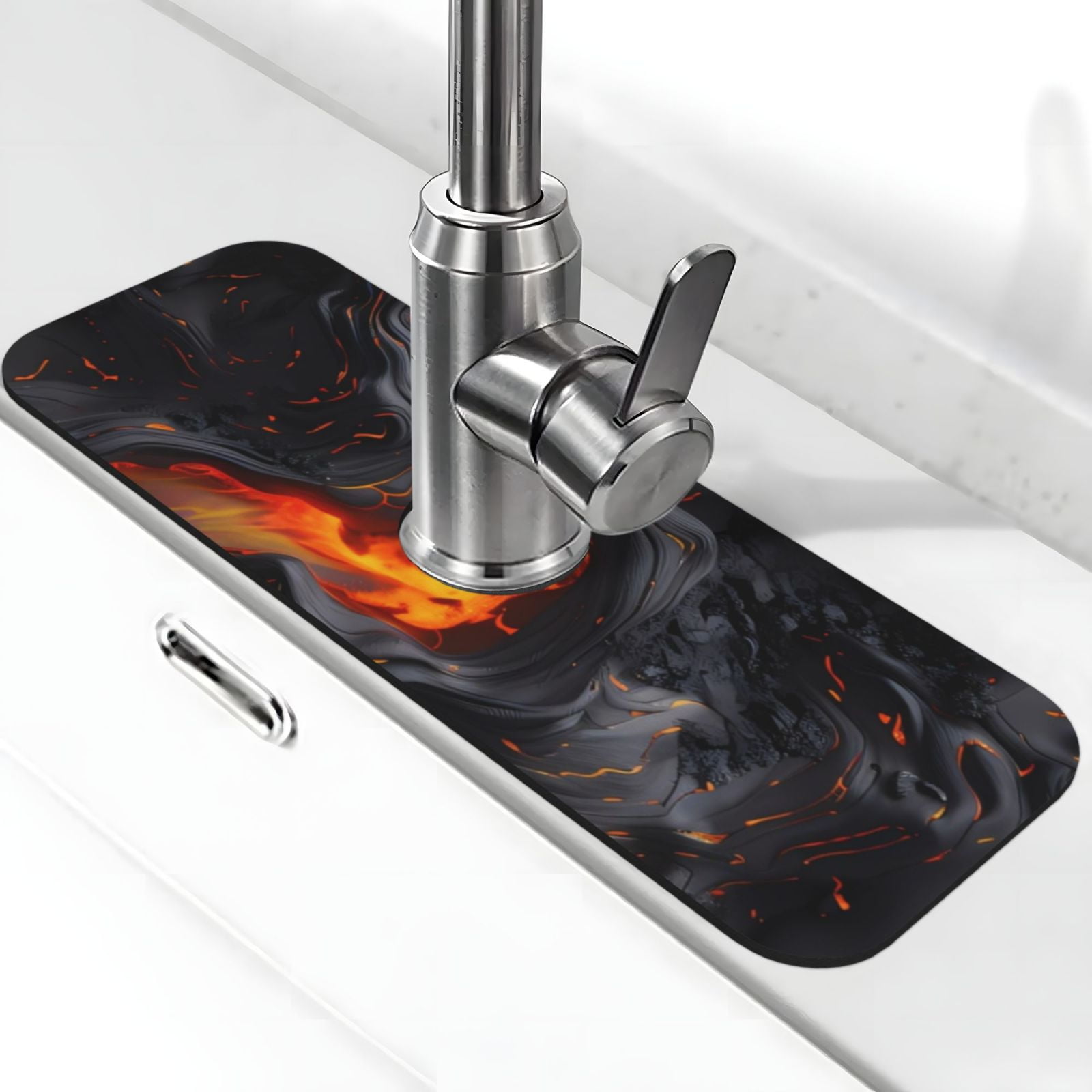 Xecao Molten Lava Abstract Flow for Kitchen Sink Splash Guard Faucet ...
