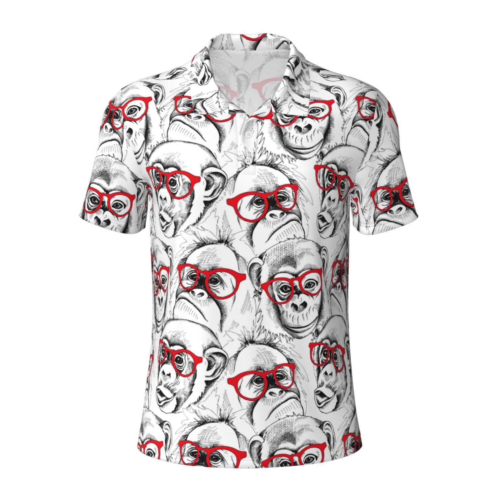 Xecao Monkey for Mens' Casual Short Sleeve Button-Down Polo Shirts for a Classic Golf Look ...