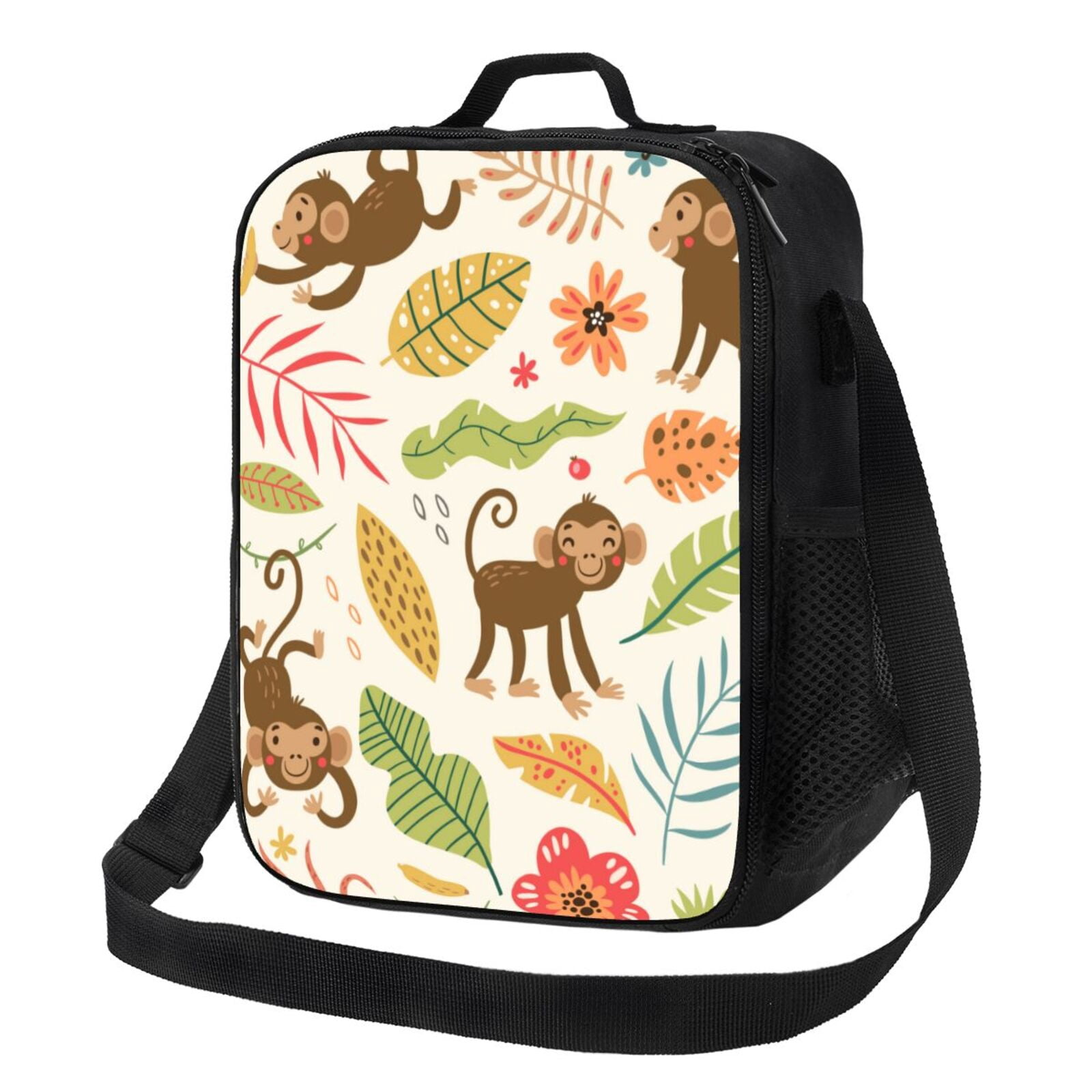 Xecao Monkeys in the Jungle Print Lunch Bag - Durable, Double-Insulated ...