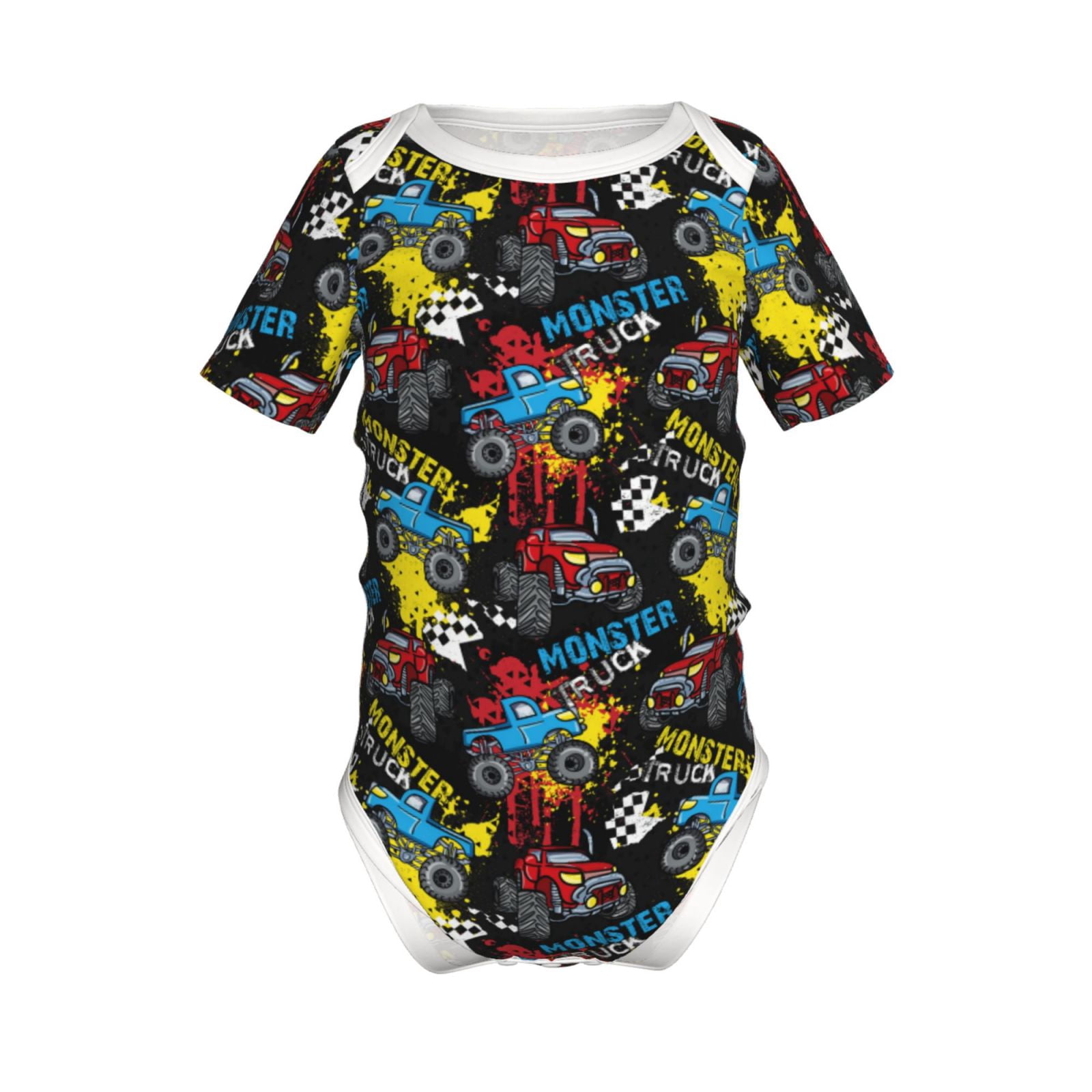 Xecao Monster Car Pattern Baby Climbing Bodysuit Short Sleeve Onesie ...