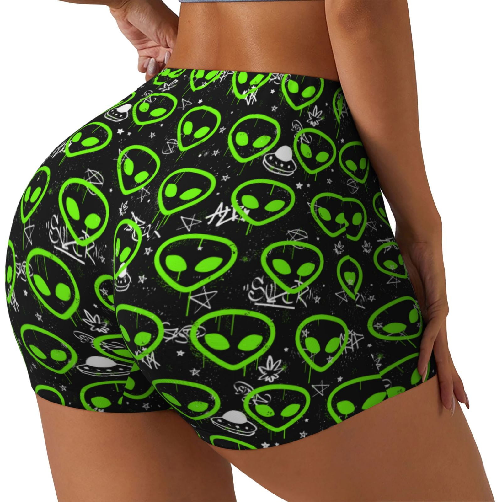 Xecao Monster Neon Head Print Workout Shorts for Women Soft Smooth Gym ...