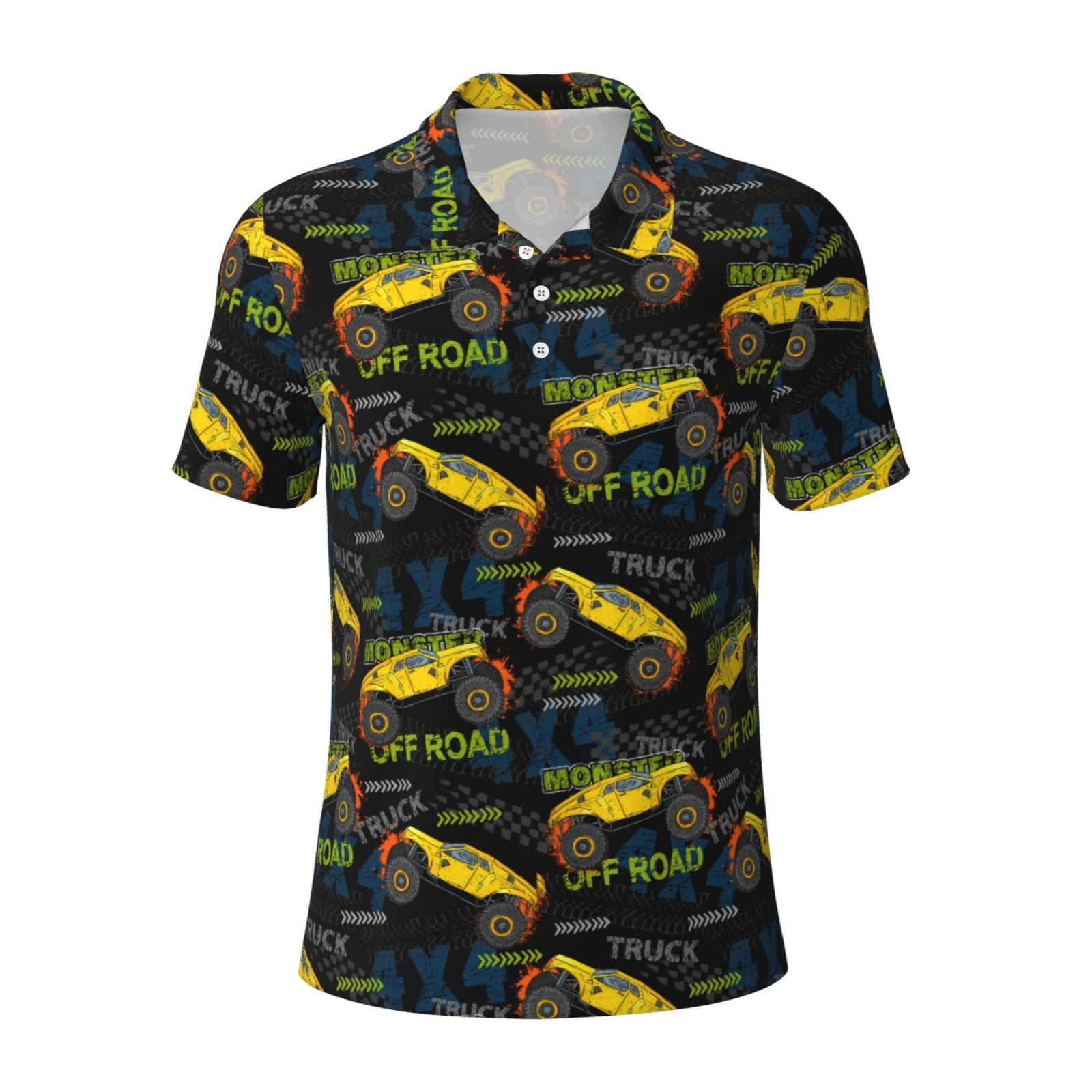 Xecao Monster Truck1 for Mens' Casual Short Sleeve Button-Down Polo ...