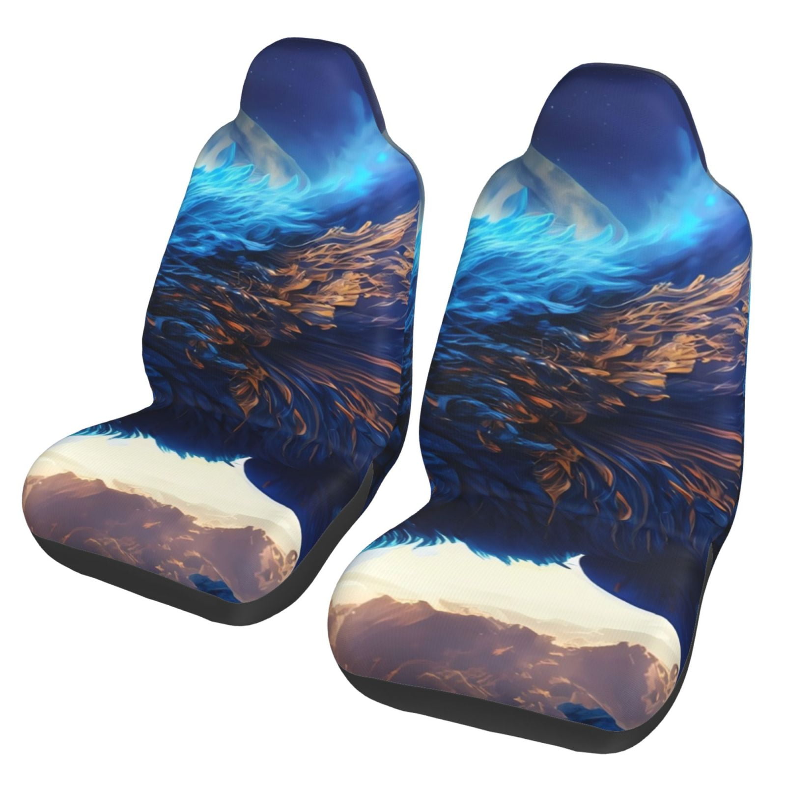 Xecao Moonlit Blue Wolf Print Car Seat Cover in That Fits Most Cars ...