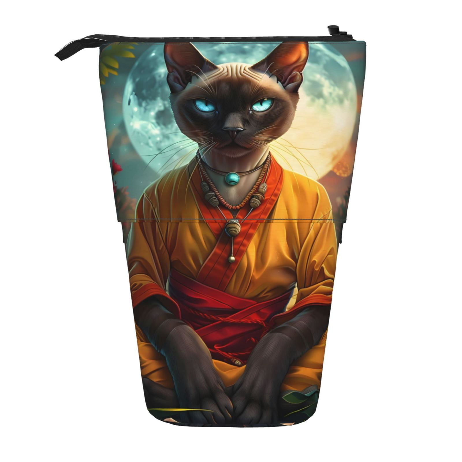 Xecao Moonlit Hairless Cat Monk Print Telescopic Pencil Bag Pen Holder ...
