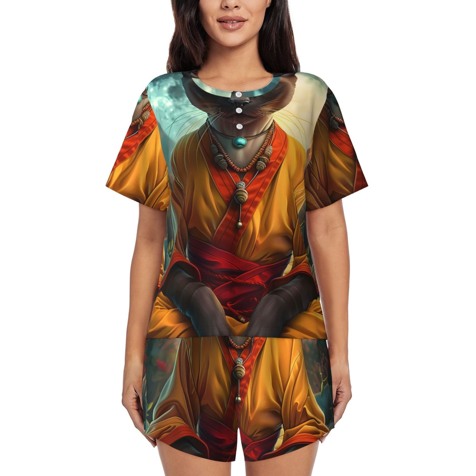 Xecao Moonlit Hairless Cat Monk print Swimsuit for women, Summer-ready ...