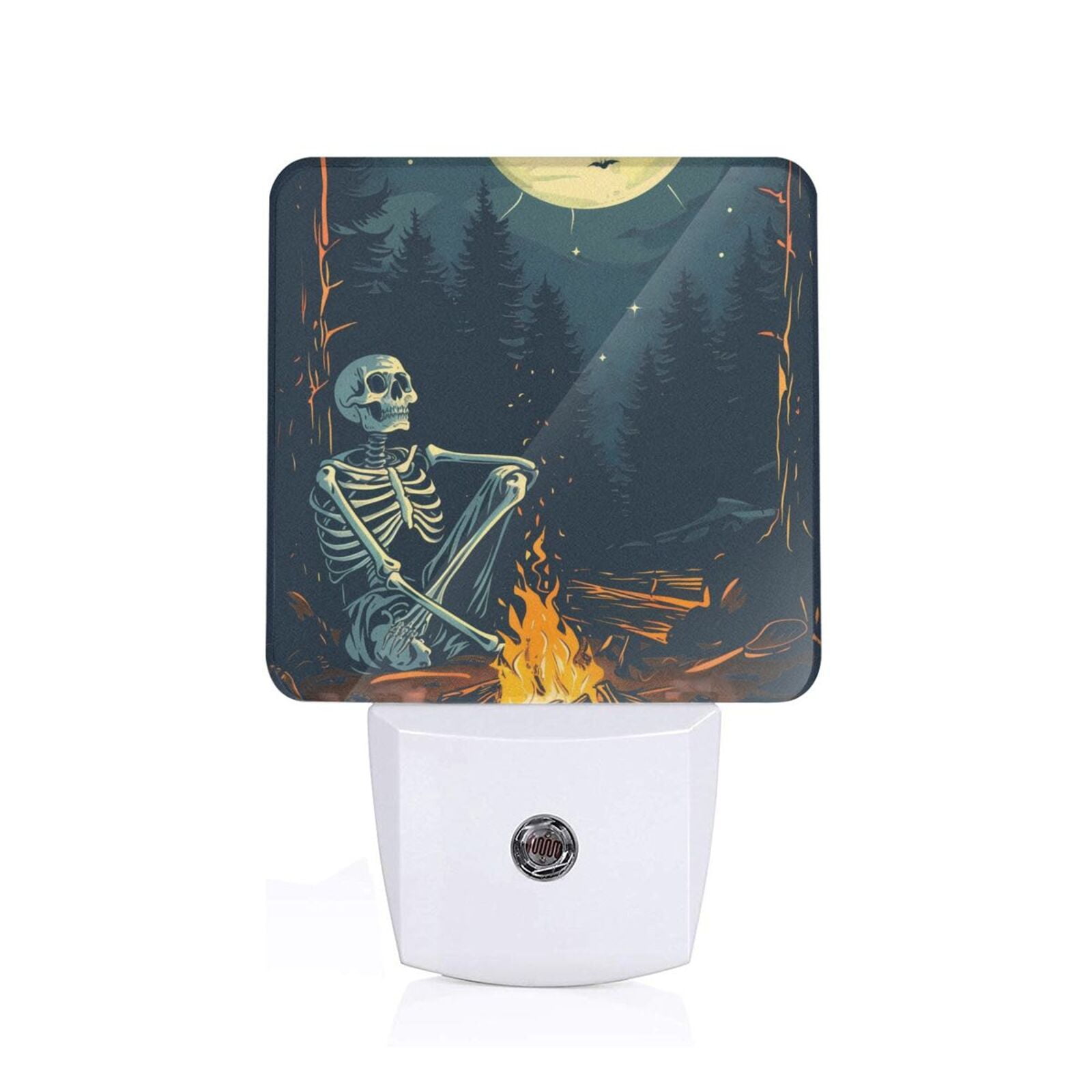 Xecao Moonlit Skeleton Campfire for Night Light - a Wall-mounted LED Fixture with A Dusk-to-dawn ...