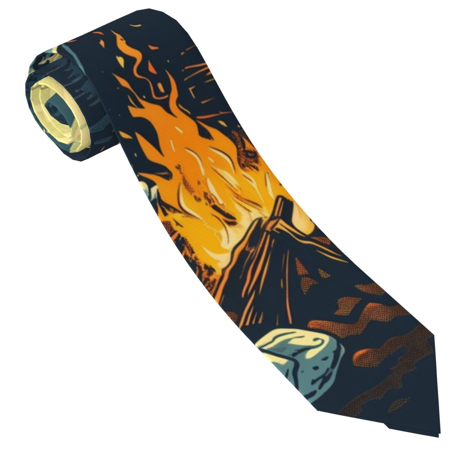 Xecao Moonlit Skeleton Campfire Print Tie For Men Necktie Woven Jacquard Neck Ties,Classic Men's ...