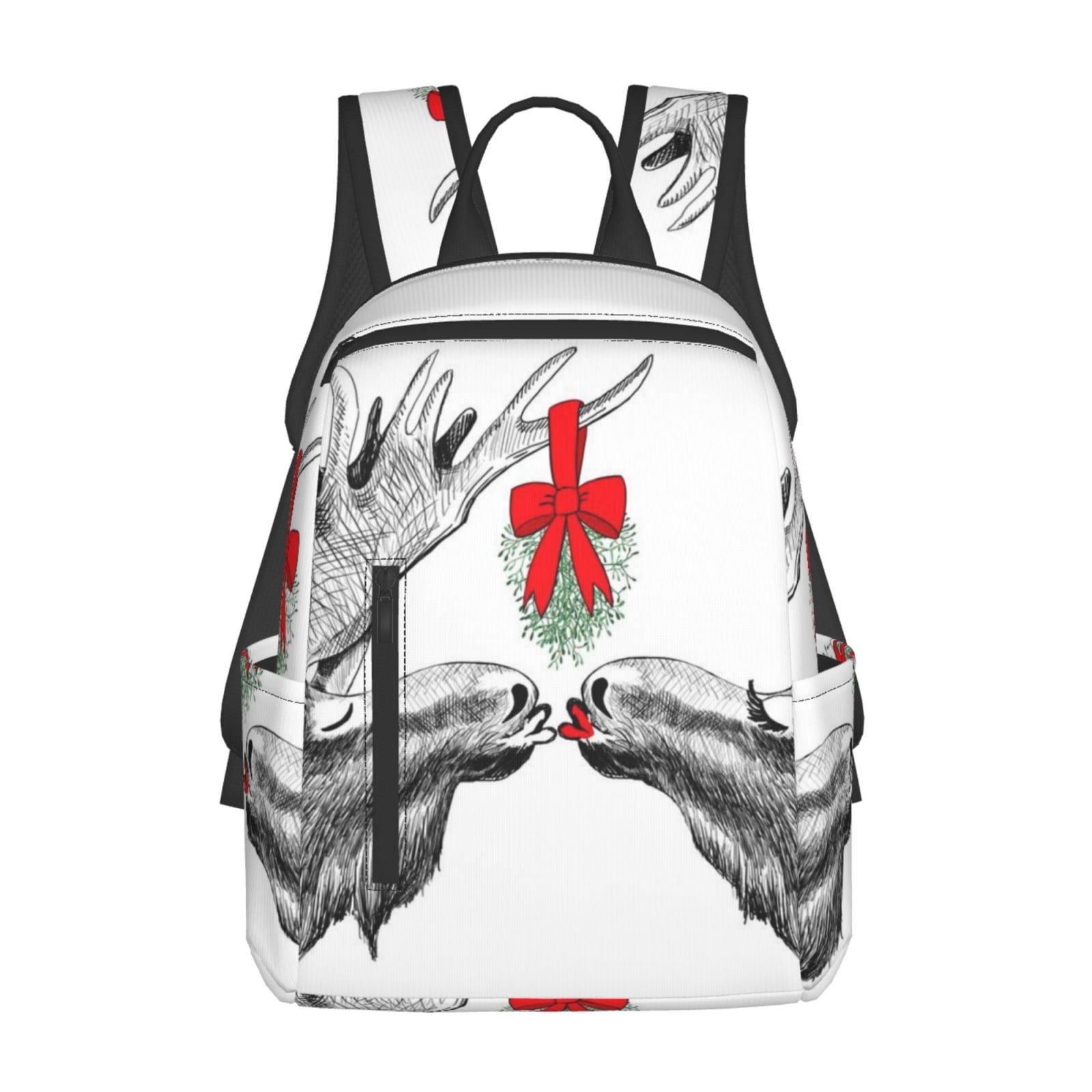Xecao Moose Kissing Under Mistletoe print Backpack For women men ...