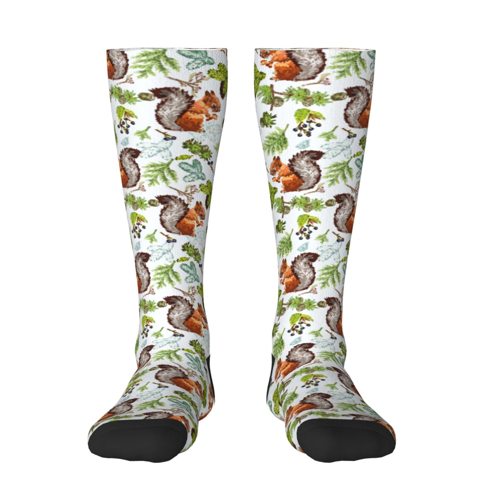 Xecao Mosaic Forest Squirrel Print Compression Socks for Both Men And ...