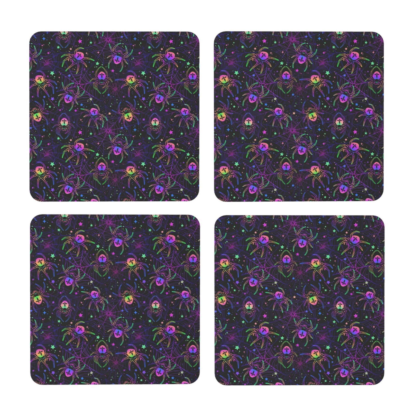 Xecao Multi-colored Spiders for MDF Cork Coaster 4 Pcs,Drink Coasters ...