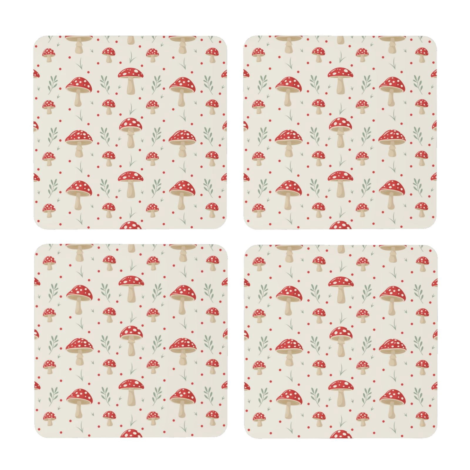 Xecao Mushroom for MDF Cork Coaster 4 Pcs,Drink Coasters,Suit for House ...