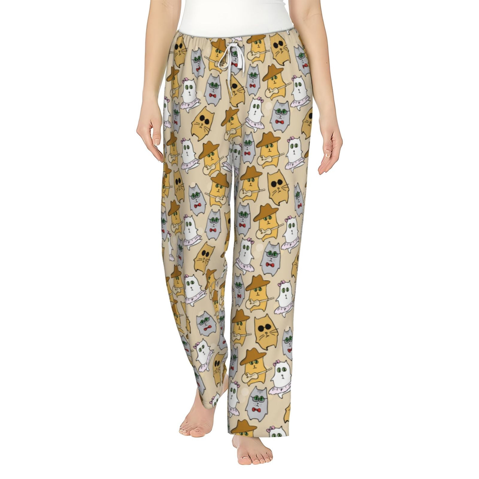 Xecao Music Dancing Cat Women's Straight Lounge Pajama Pants: The ...