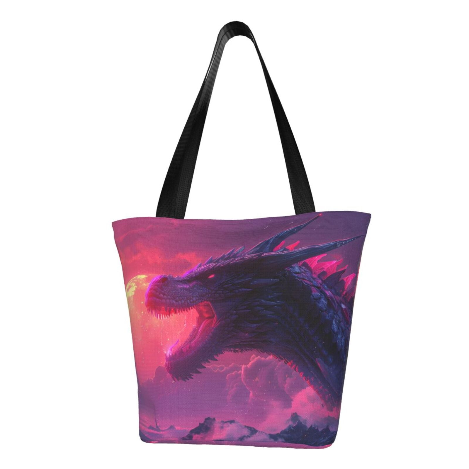 Xecao Mystical Dragon Under Moon for Tote Bag for Women -Tote Shoulder Bag with A Little Pocket ...