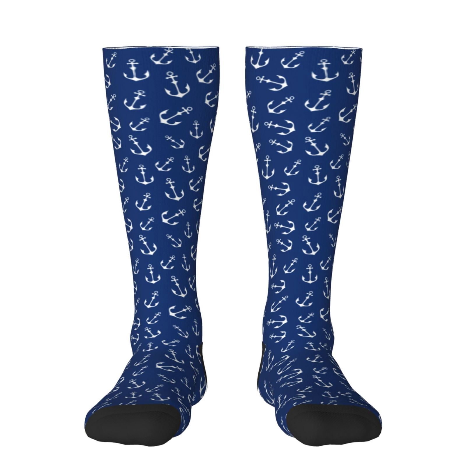 Xecao Nautical Anchors print thigh-high socks, crafted for both men and ...