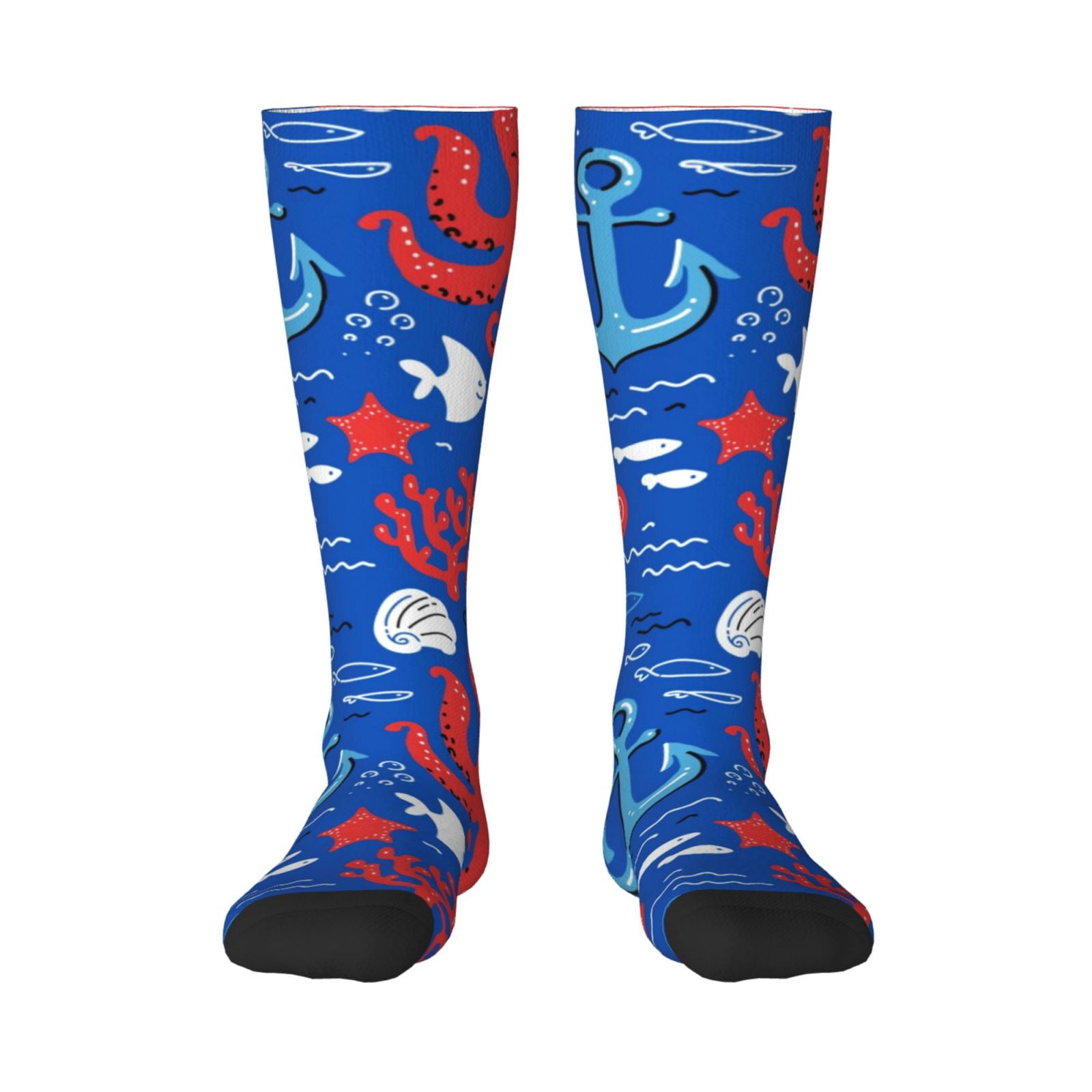 Xecao Nautical Animals print thigh-high socks, crafted for both men and ...
