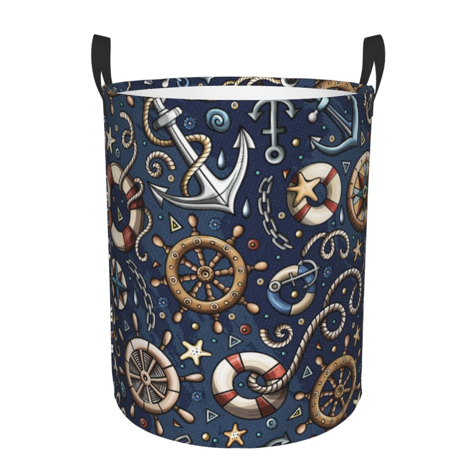 Xecao Nautical Print Laundry Hamper Basket,designed for Blanket Storage ...