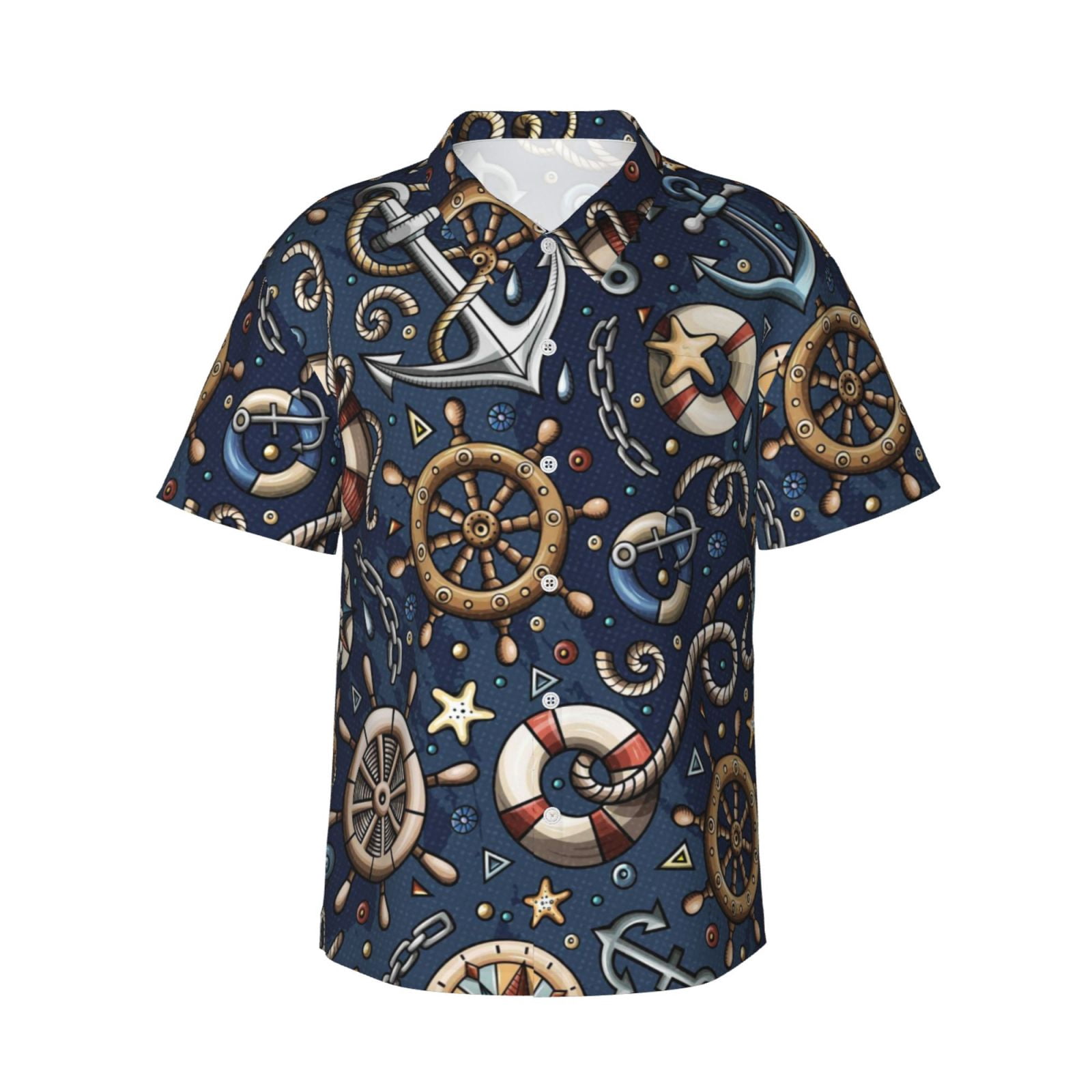 Xecao Nautical print Hawaiian shirt - a stylish short-sleeve button ...