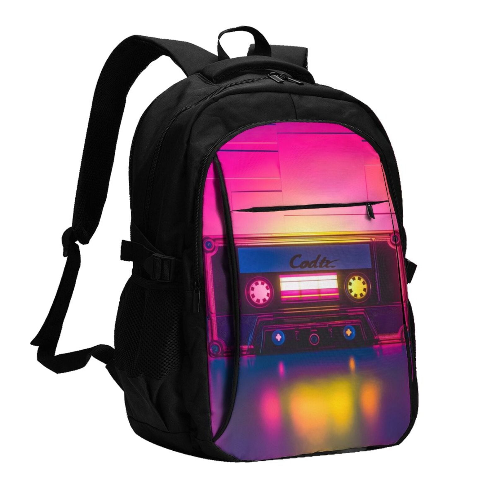 Xecao Neon Cassette Tape for Travel Laptop Backpack, USB-Charging ...