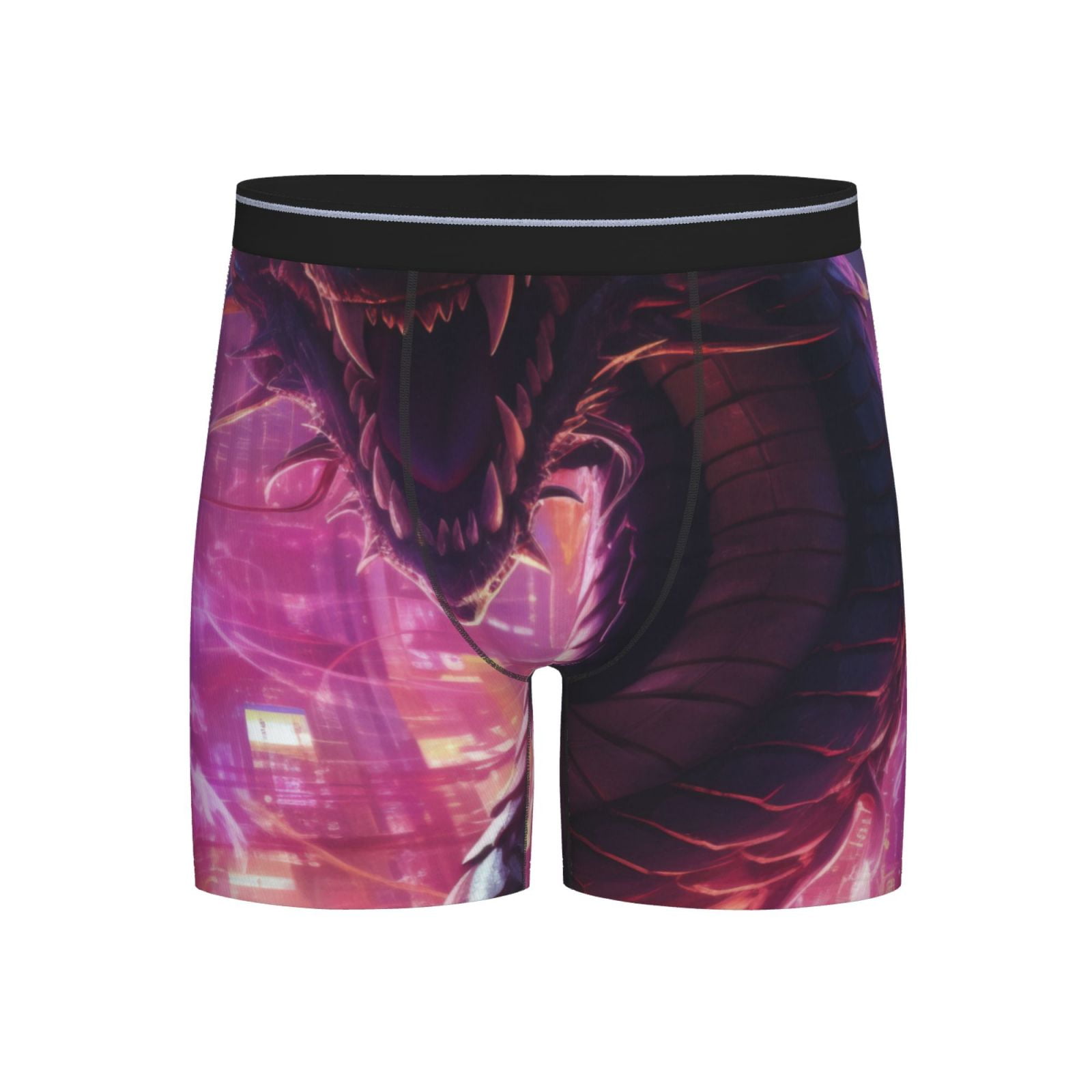 Xecao Neon Futuristic Dragon Print Boxer Briefs for Men's Stretch ...