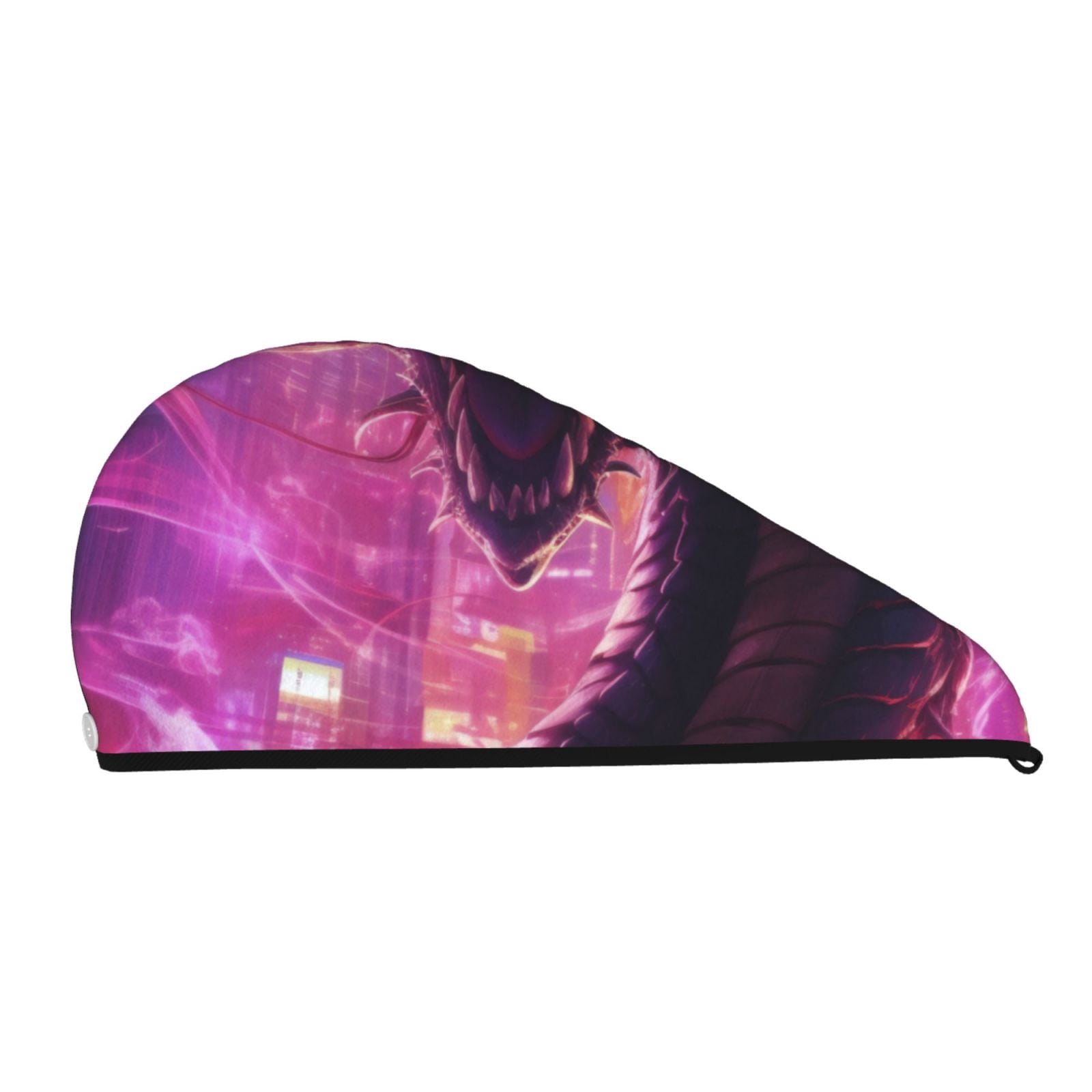 Xecao Neon Futuristic Dragon Print Hair Towel, Hair Turbans for Wet ...