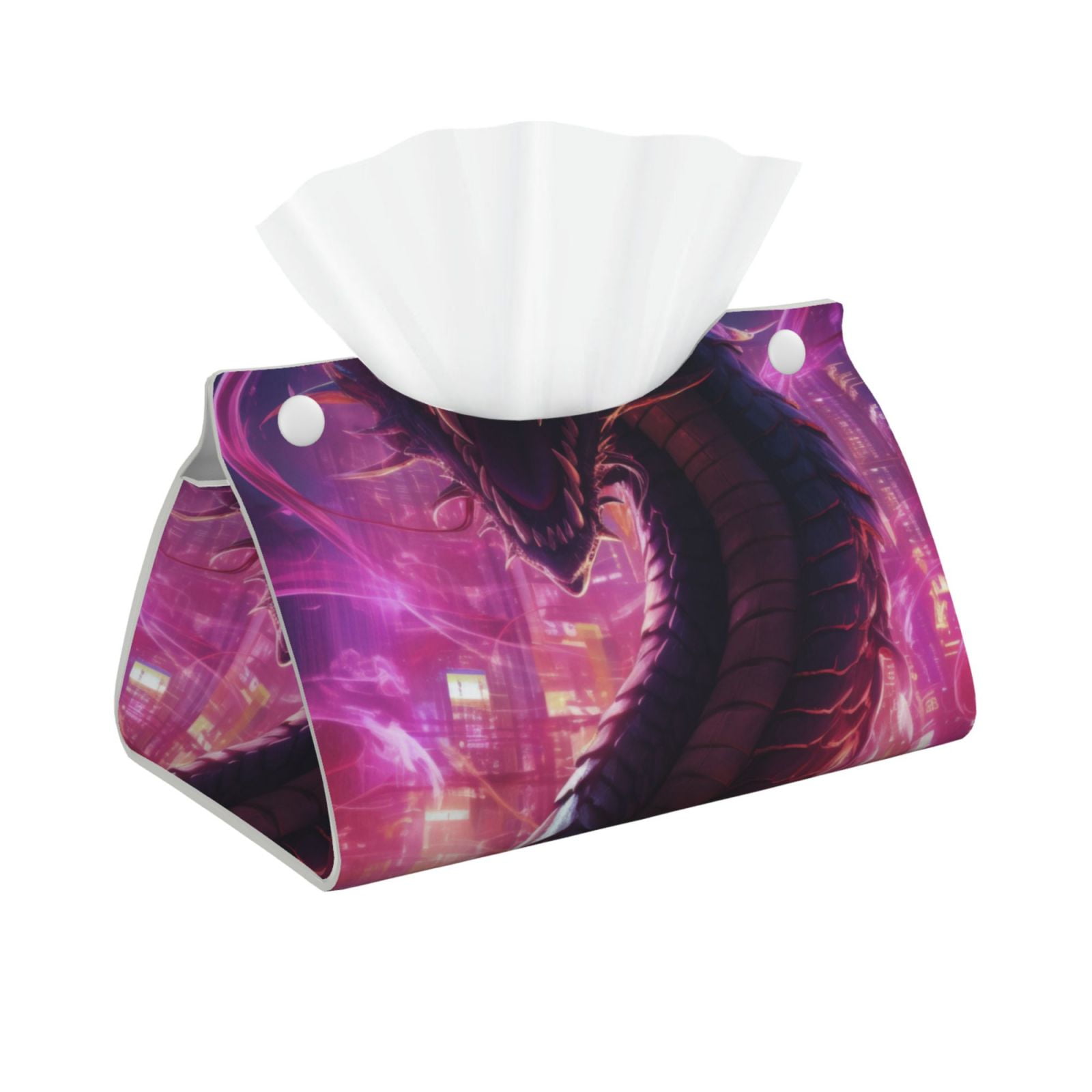 Xecao Neon Futuristic Dragon Print Tissue Box Cover,Modern PVC Leather ...