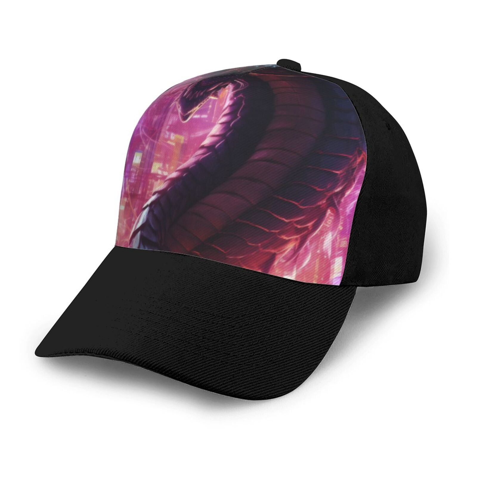 Xecao Neon Futuristic Dragon print unisex vintage washed baseball cap ...