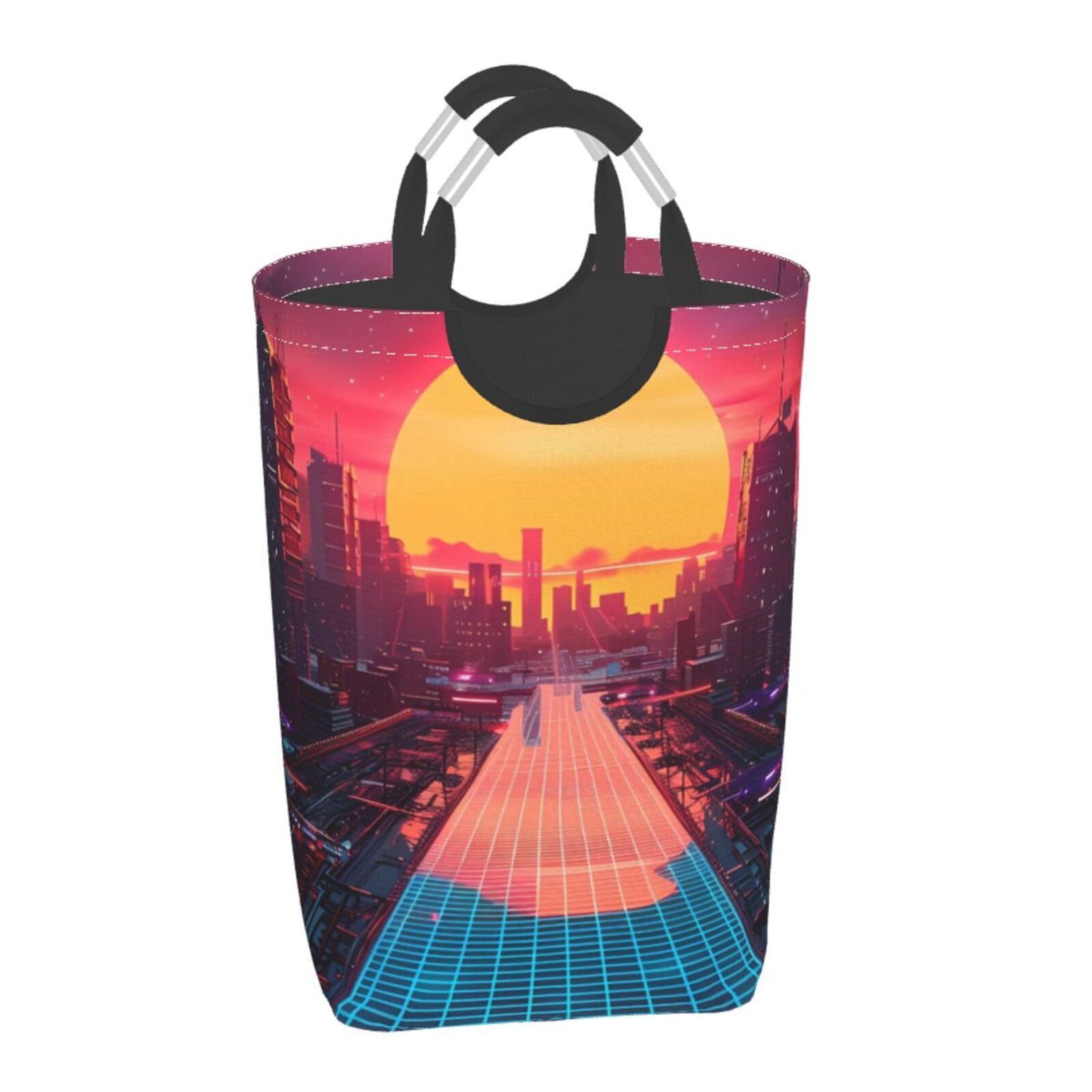 Xecao Neon Sunset Cyberpunk Cityscape for Laundry Basket,Collapsible ...