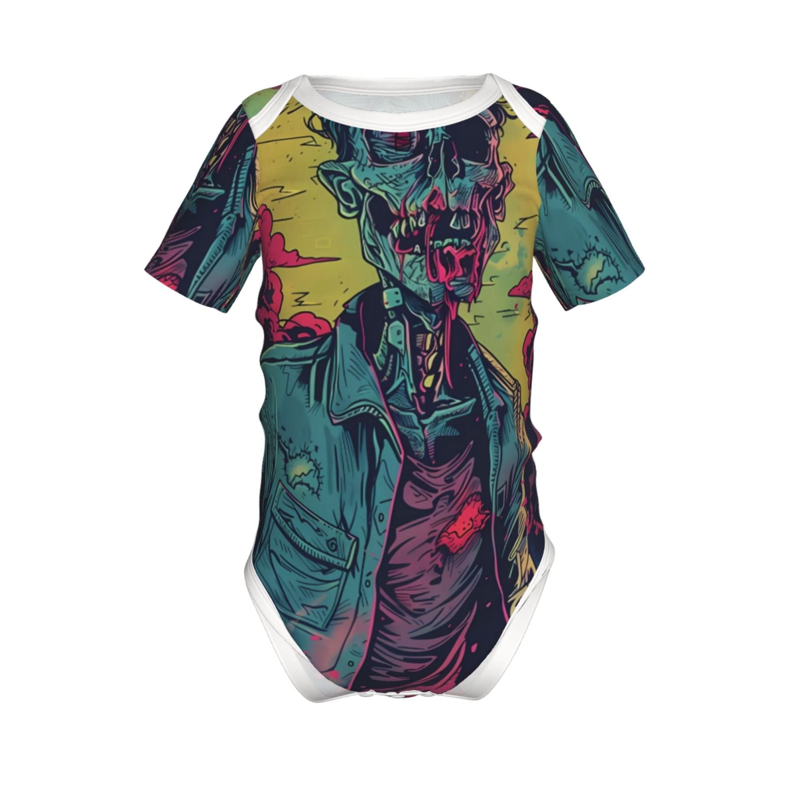 Xecao Neon Zombie Skull Pattern Baby Climbing Bodysuit Short Sleeve ...