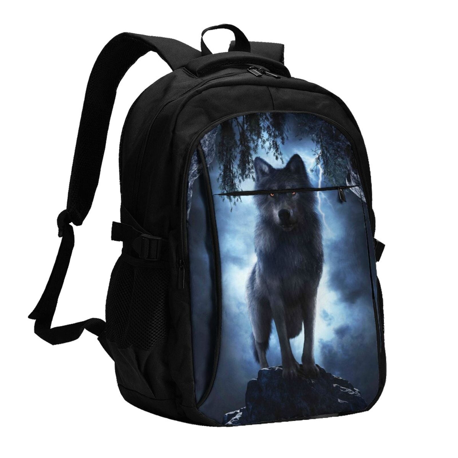 Xecao Night Scene of Wolves for Travel Laptop Backpack, USB-Charging ...