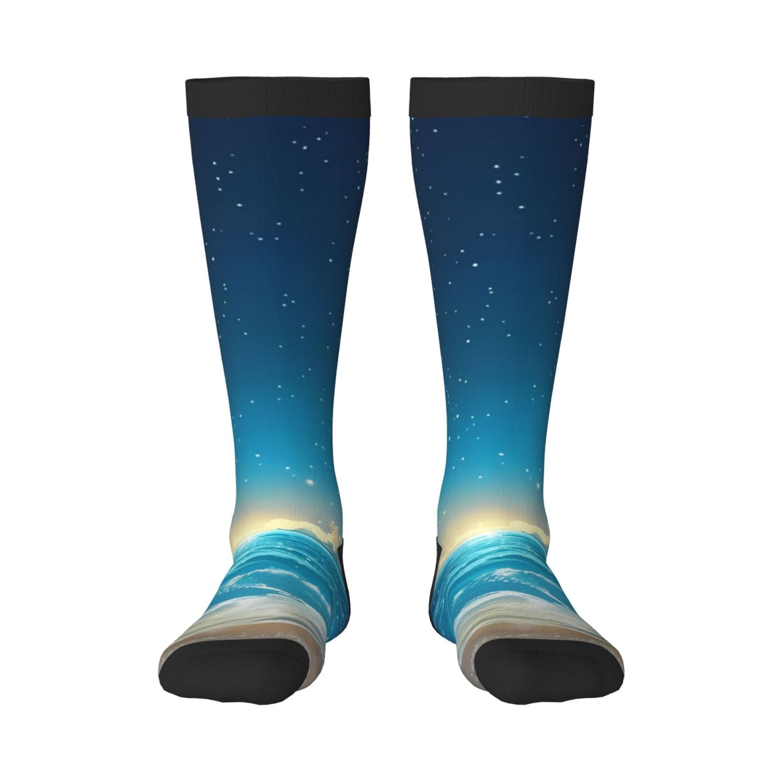 Xecao Night Sky Beach Scene Print Compression Socks for Both Men And ...