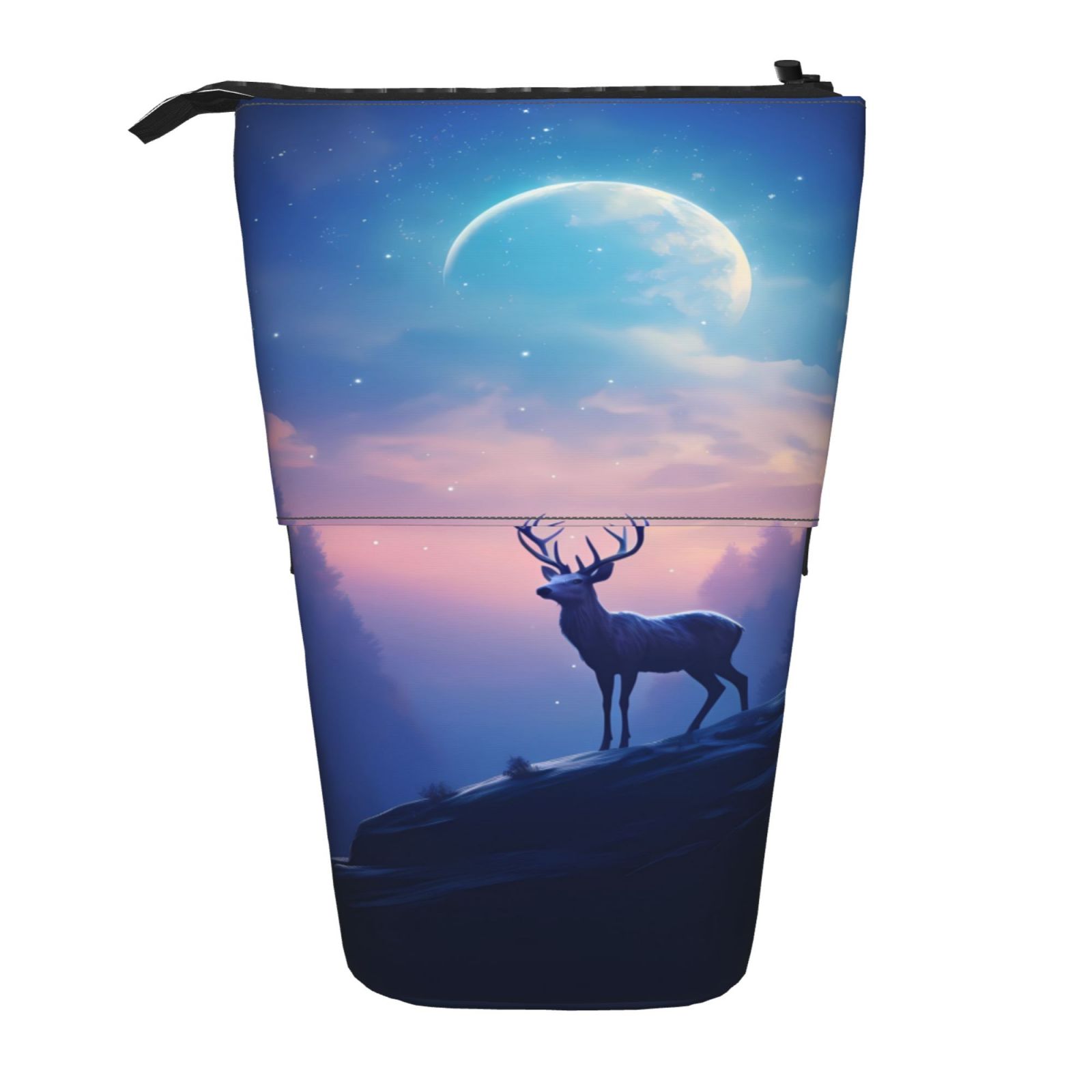 Xecao Night Sky Elk Print Telescopic Pencil Bag Pen Holder Pop Up ...