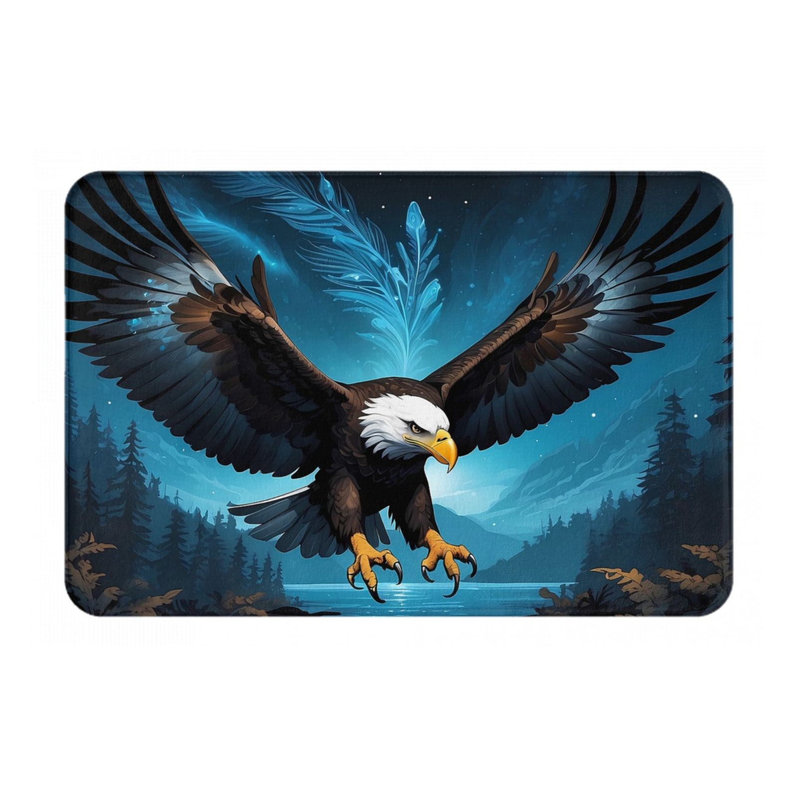 Xecao Night Sky Forest Bald Eagle print Flannel Mat: Non-slip, 16x24in ...