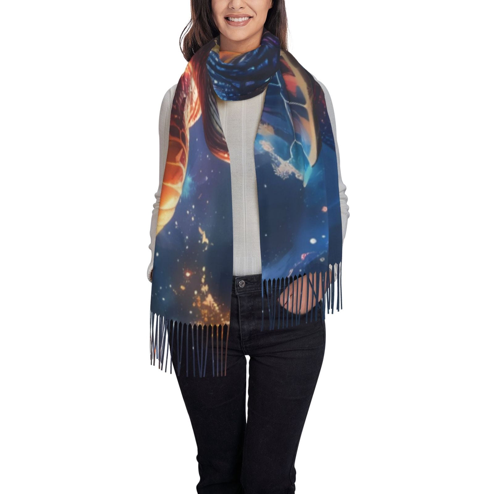 Xecao Night Sky Turtle Pattern Womens Winter Scarf Fall Scarf Oversized ...