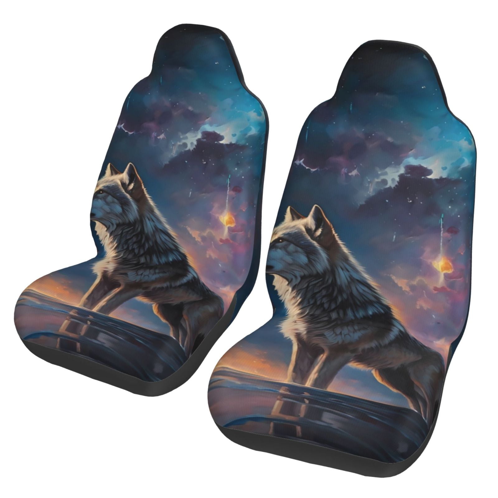 Xecao Night Sky Wolf Print Car Seat Cover in That Fits Most Cars, Vans ...