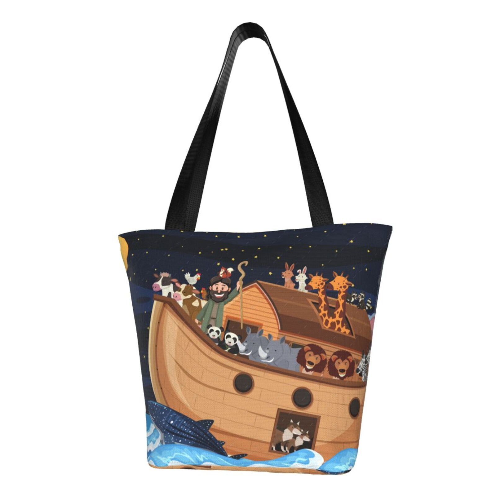 Xecao Ocean Scene with Noah's Ark for Tote Bag for Women -Tote Shoulder Bag with A Little Pocket ...