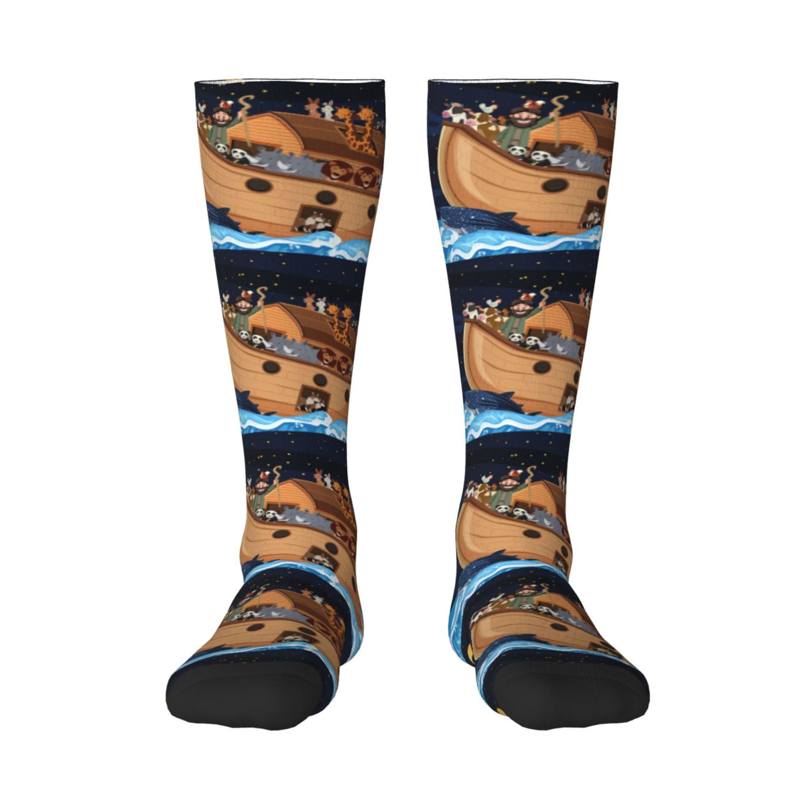 Xecao Ocean Scene with Noah's Ark print thigh-high socks, crafted for ...