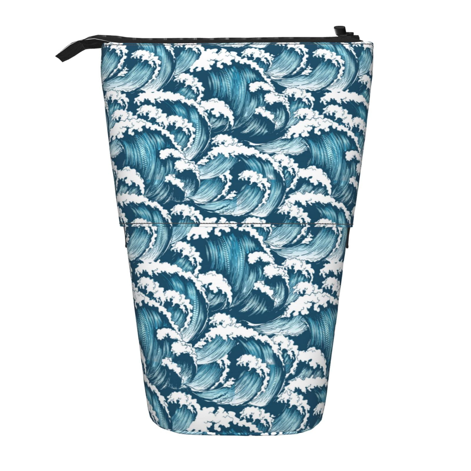 Xecao Ocean Waves Print Telescopic Pencil Bag Pen Holder Pop Up ...