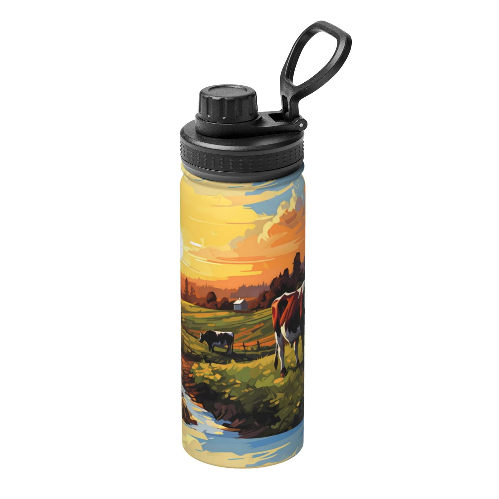 Xecao Oil Painting Style Pasture Cow for 18oz Sports Insulated Kettle ...