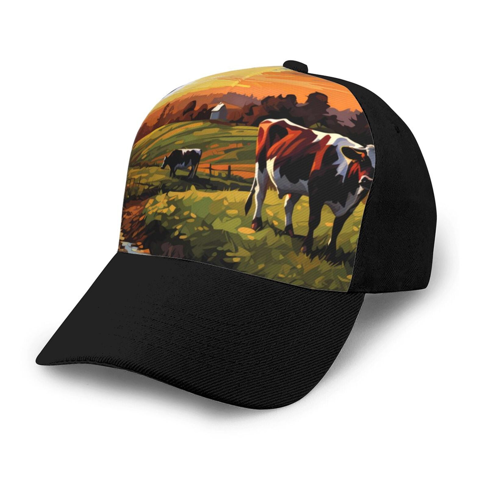 Xecao Oil Painting Style Pasture Cow print unisex vintage washed ...