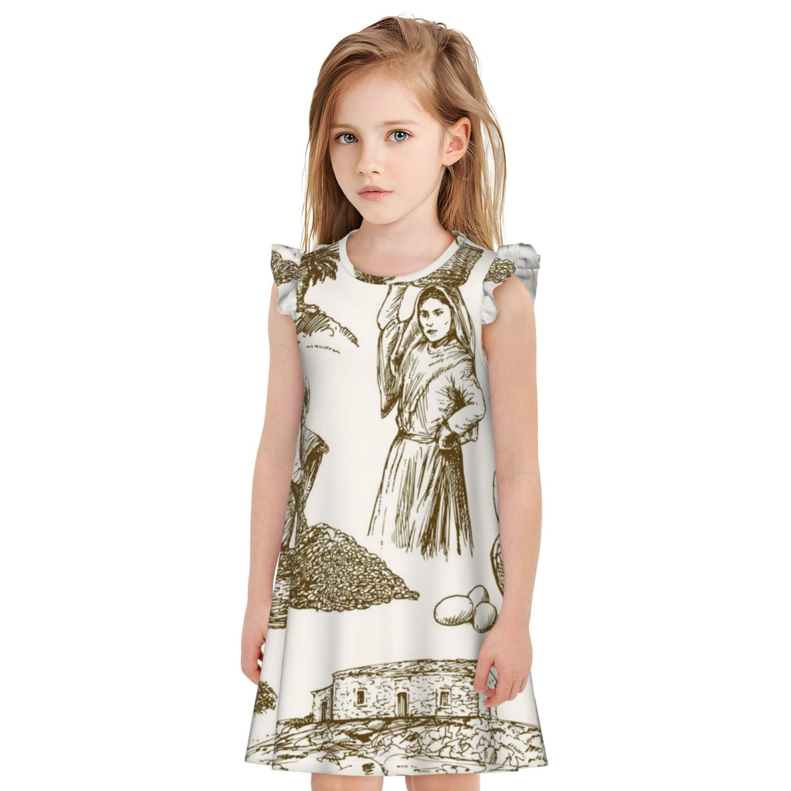 Xecao Olive Picking Print Pajama Dresses for Girls, Princess Pajama ...