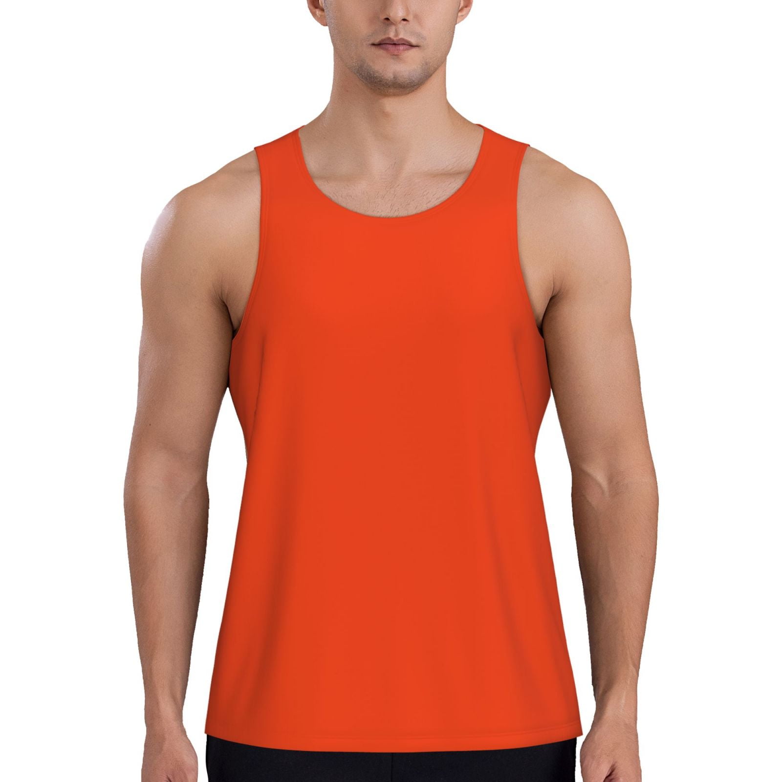 Xecao Orange Men's Tank Top Workout Quick Dry Sleeveless Gym Jogging ...