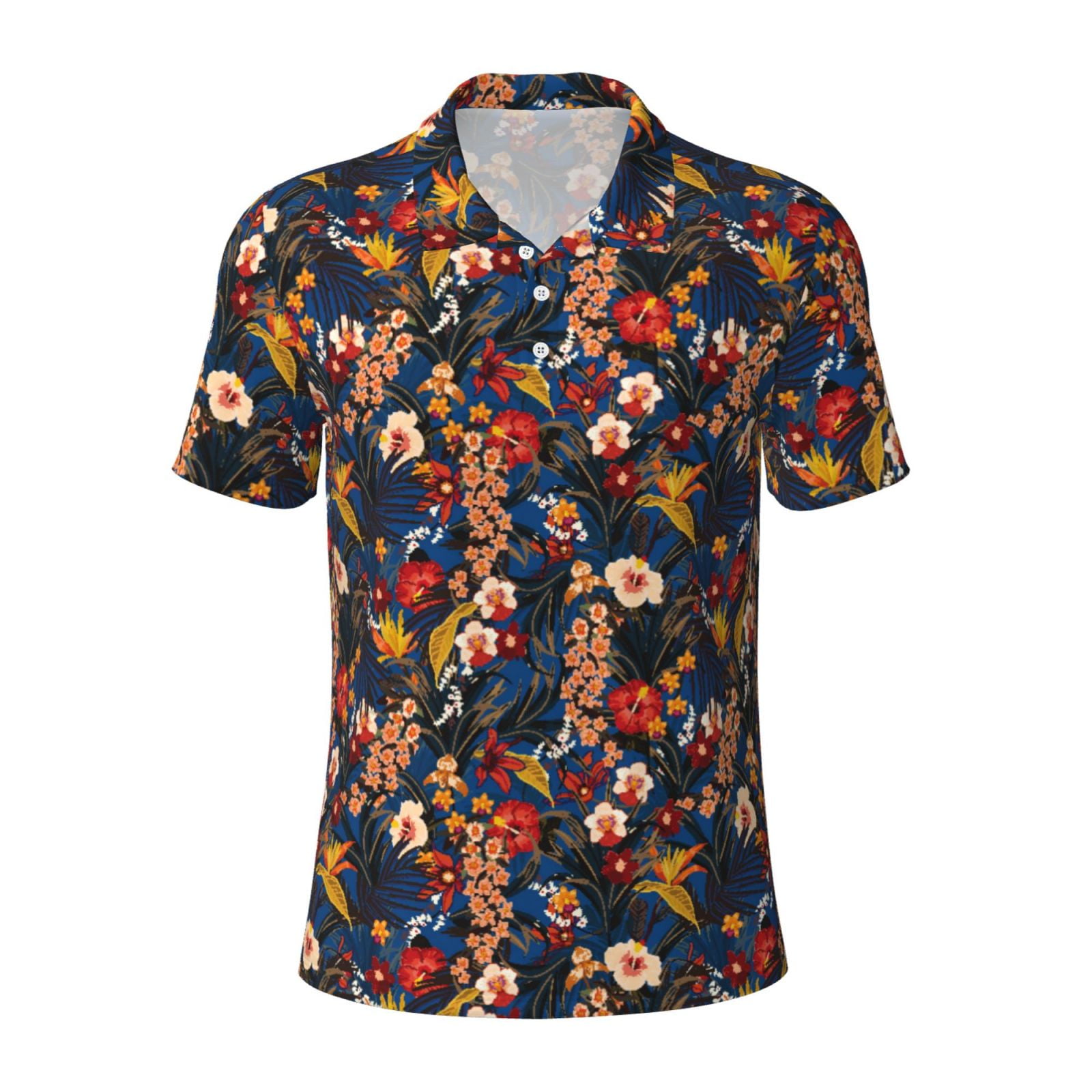 Xecao Orchids Flowers for Mens' Casual Short Sleeve Button-Down Polo Shirts for a Classic Golf ...