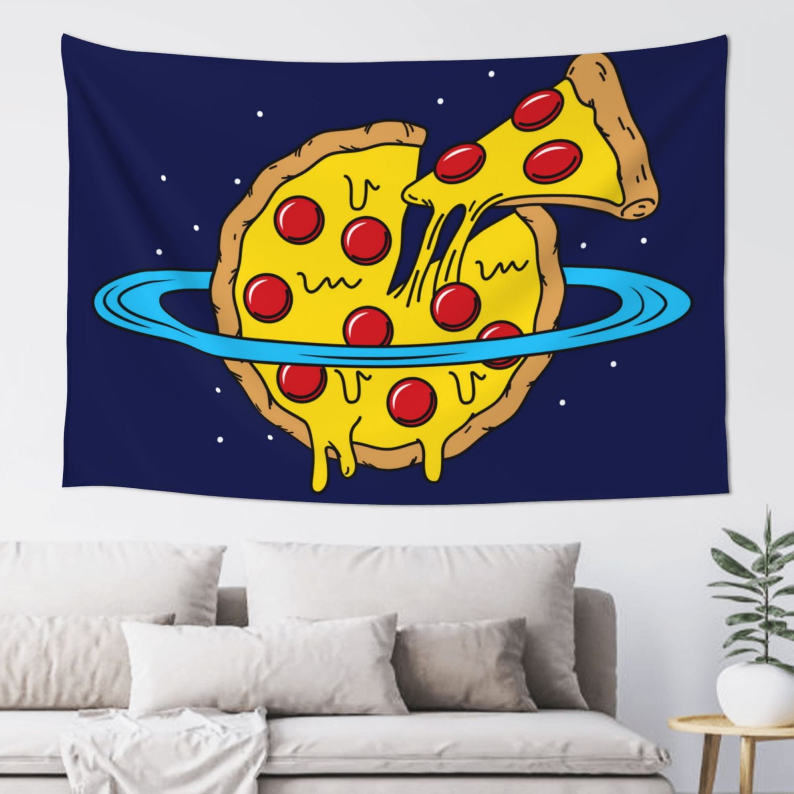 Xecao PLANETA EN FORMA DE PIZZA Print Tapestry, Wall Hanging Room Funny ...