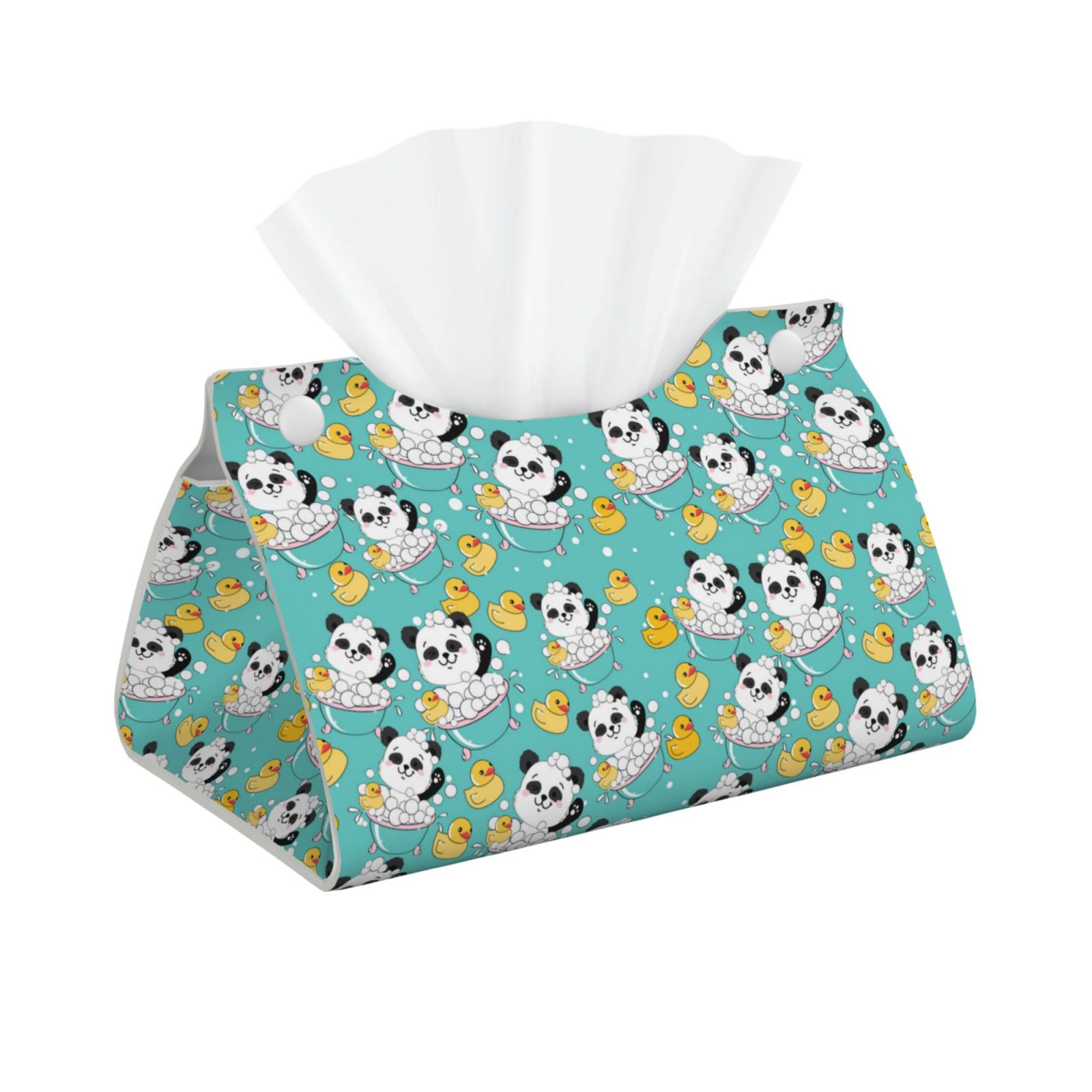 Xecao Panda Bathing Print Tissue Box Cover,Modern PVC Leather Square ...