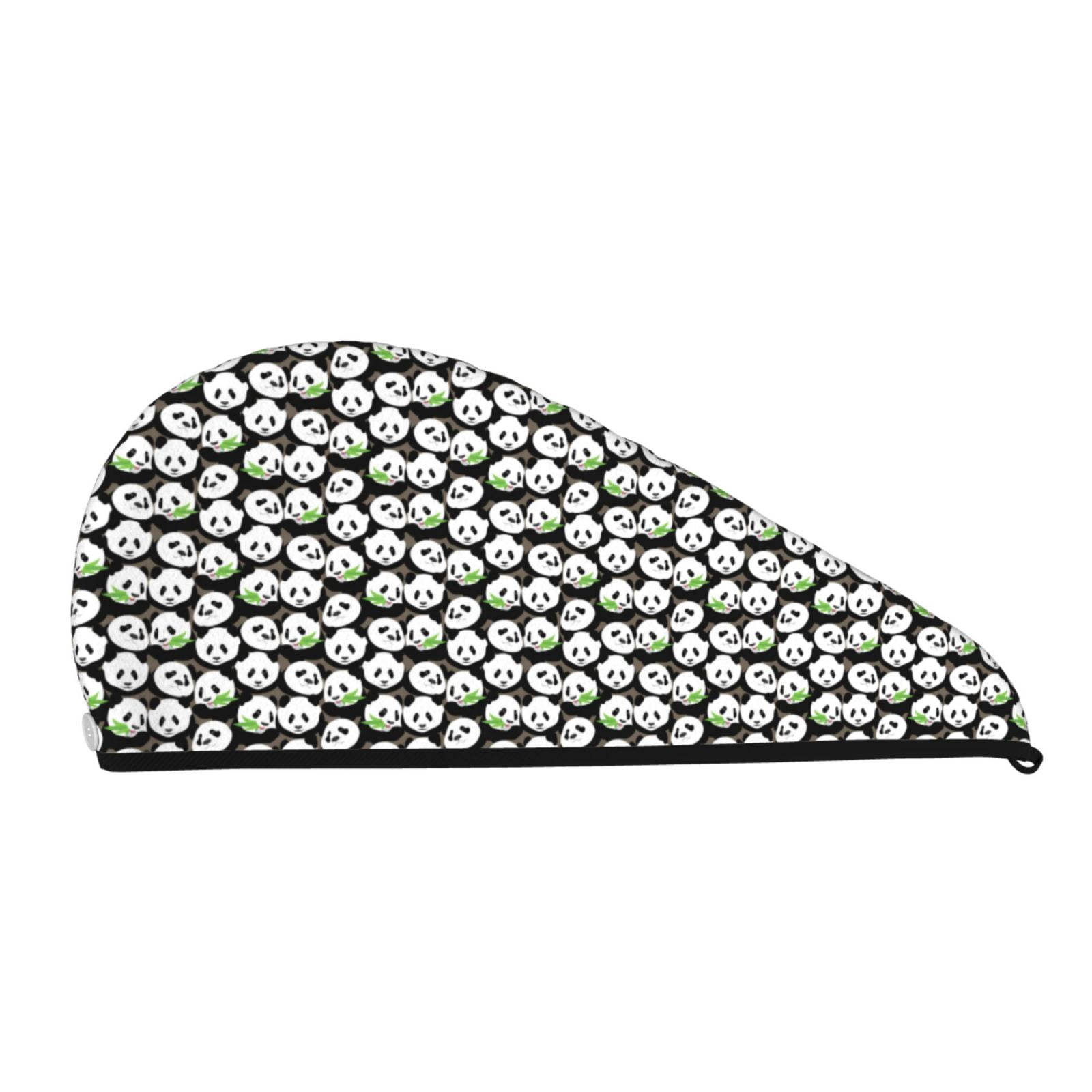 Xecao Panda Bear Print Hair Towel, Hair Turbans for Wet Hair, Drying ...