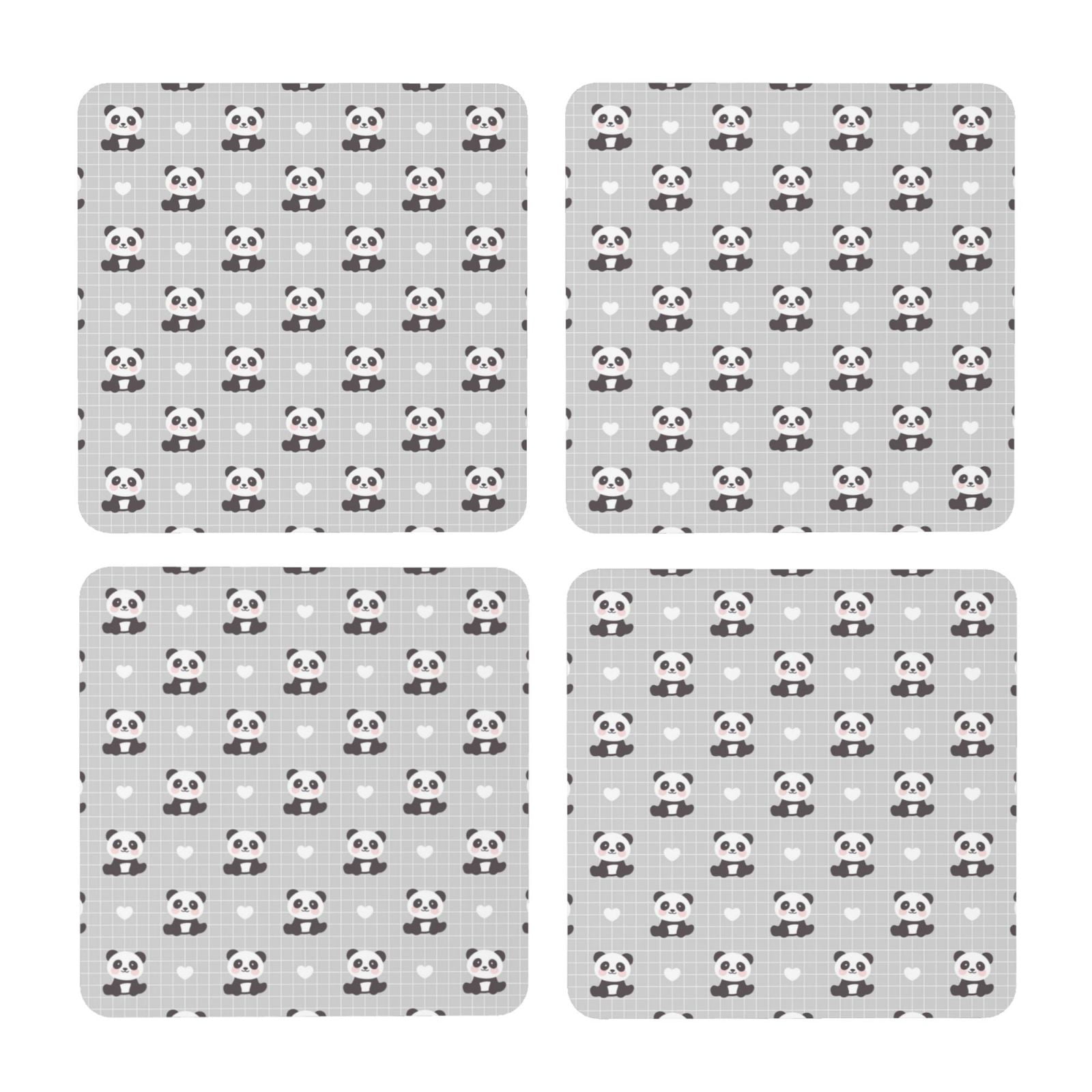 Xecao Panda Bear for MDF Cork Coaster 4 Pcs,Drink Coasters,Suit for ...