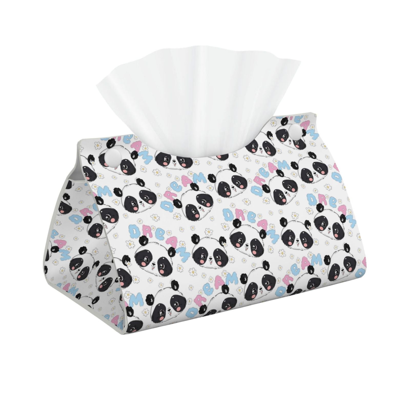 Xecao Panda Bear1 Print Tissue Box Cover,Modern PVC Leather Square ...